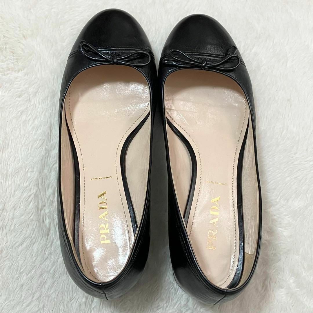 PRADA - 極美品 PRADA パンプス ヒール 黒 レザー 革 リボン PRADA - 極美品 PRADA パンプス ヒール 黒 レザー 革 リボン