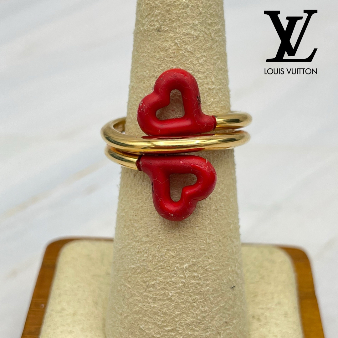 LOUIS VUITTON - LOUISVUITTON ルイヴィトン Wハート赤 リング LOUIS VUITTON - LOUISVUITTON ルイヴィトン Wハート赤 リング