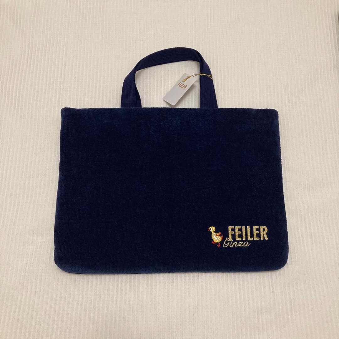 FEILER - フェイラー 銀座本店10周年記念限定 バッグ ネイビーの FEILER - フェイラー 銀座本店10周年記念限定 バッグ ネイビーの
