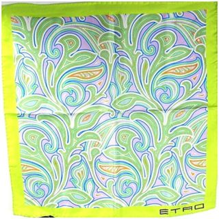 ETRO - ETRO(エトロ) スカーフ - アイボリー×黒×マルチ シフォン ETRO - ETRO(エトロ) スカーフ - アイボリー×黒×マルチ シフォン
