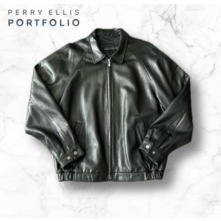 PERRY ELLIS - PERRY ELLIS PORTFOLIO 90s レザージャケット Lの PERRY ELLIS - PERRY ELLIS PORTFOLIO 90s レザージャケット Lの