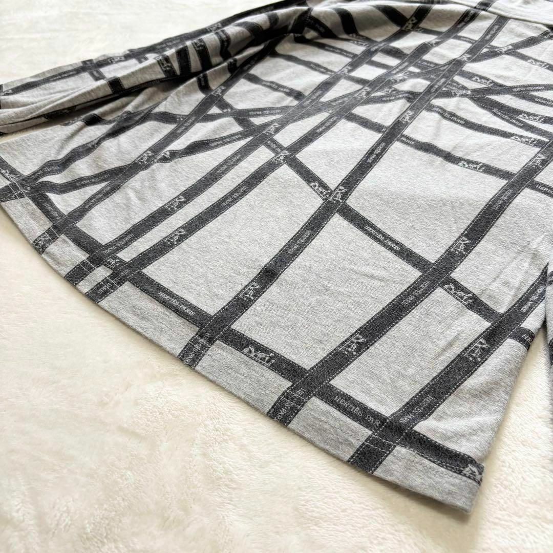 HERMES - エルメス ハイネック トップス シャツ グレー L リボン HERMES - エルメス ハイネック トップス シャツ グレー L リボン