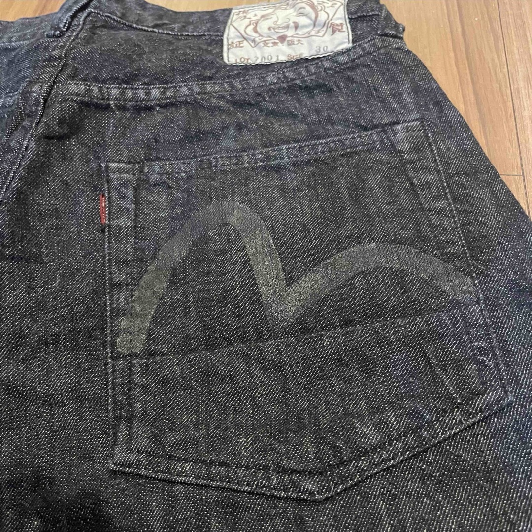 EVISU - サイズ30 黒カモメ ブラックデニム 7001 ハーフ EVISU - サイズ30 黒カモメ ブラックデニム 7001 ハーフ