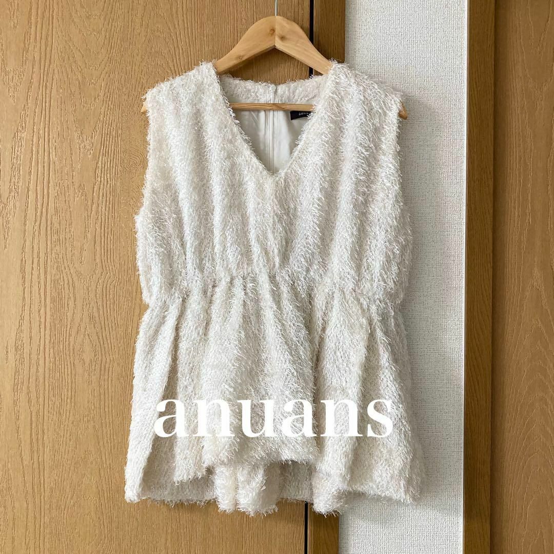 ánuans - anuans フリンジジャガードバルーンヘムブラウスの通販 ánuans - anuans フリンジジャガードバルーンヘムブラウスの通販