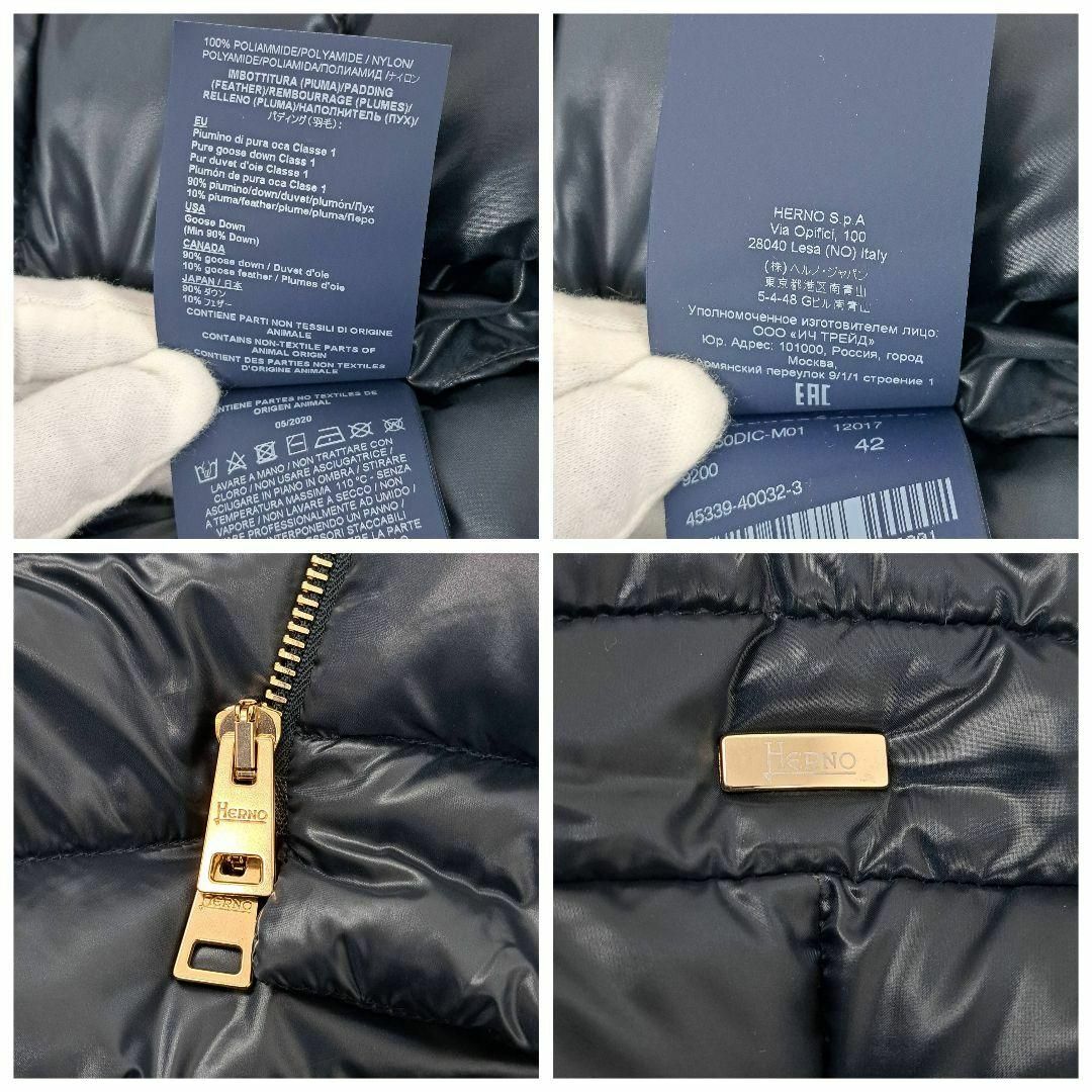 HERNO - 美品☆HERNO イコ二コ ELISA ダウンコート ファー 紺 42 HERNO - 美品☆HERNO イコ二コ ELISA ダウンコート ファー 紺 42