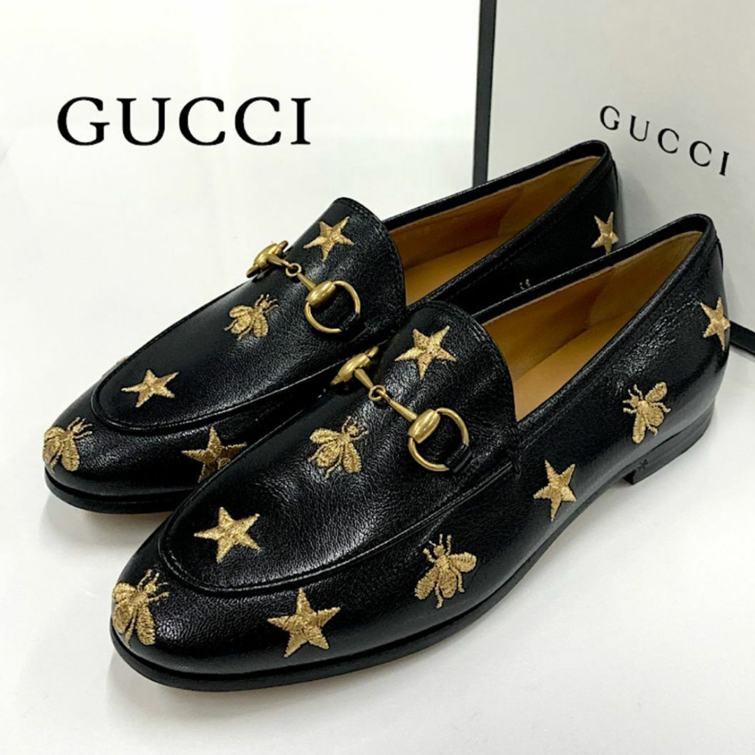GUCCI - グッチ レザー ホースビット スター bee ローファーの GUCCI - グッチ レザー ホースビット スター bee ローファーの