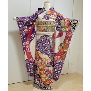 平和屋1□豪華振袖 駒刺繍 貝桶草花文 暈し染め 金彩 逸品 平和屋1□豪華振袖 駒刺繍 貝桶草花文 暈し染め 金彩 逸品