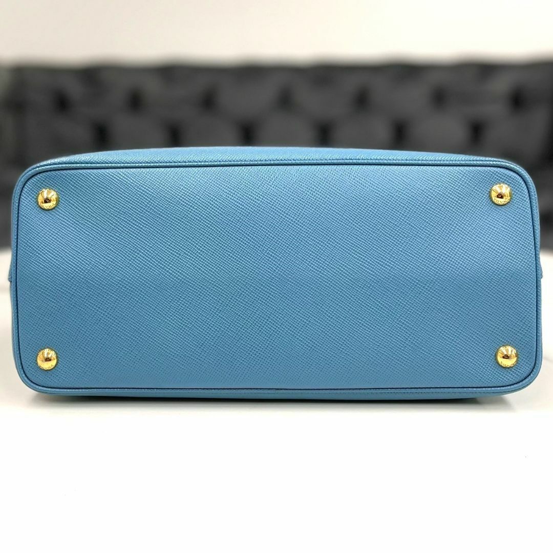 PRADA - 美品☆ プラダ サフィアーノキュイール ブルーグレー PRADA - 美品☆ プラダ サフィアーノキュイール ブルーグレー