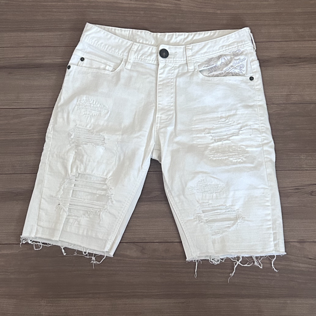 ZARA - ダメージ加工 ホワイトデニムショーツ Mサイズ 2点セット ZARA - ダメージ加工 ホワイトデニムショーツ Mサイズ 2点セット