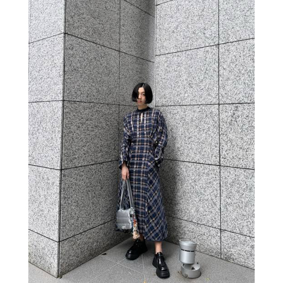 mame - Mame Kurogouchi KASURI PLAID ONE-PIECEの通販 by shop mame - Mame Kurogouchi KASURI PLAID ONE-PIECEの通販 by shop
