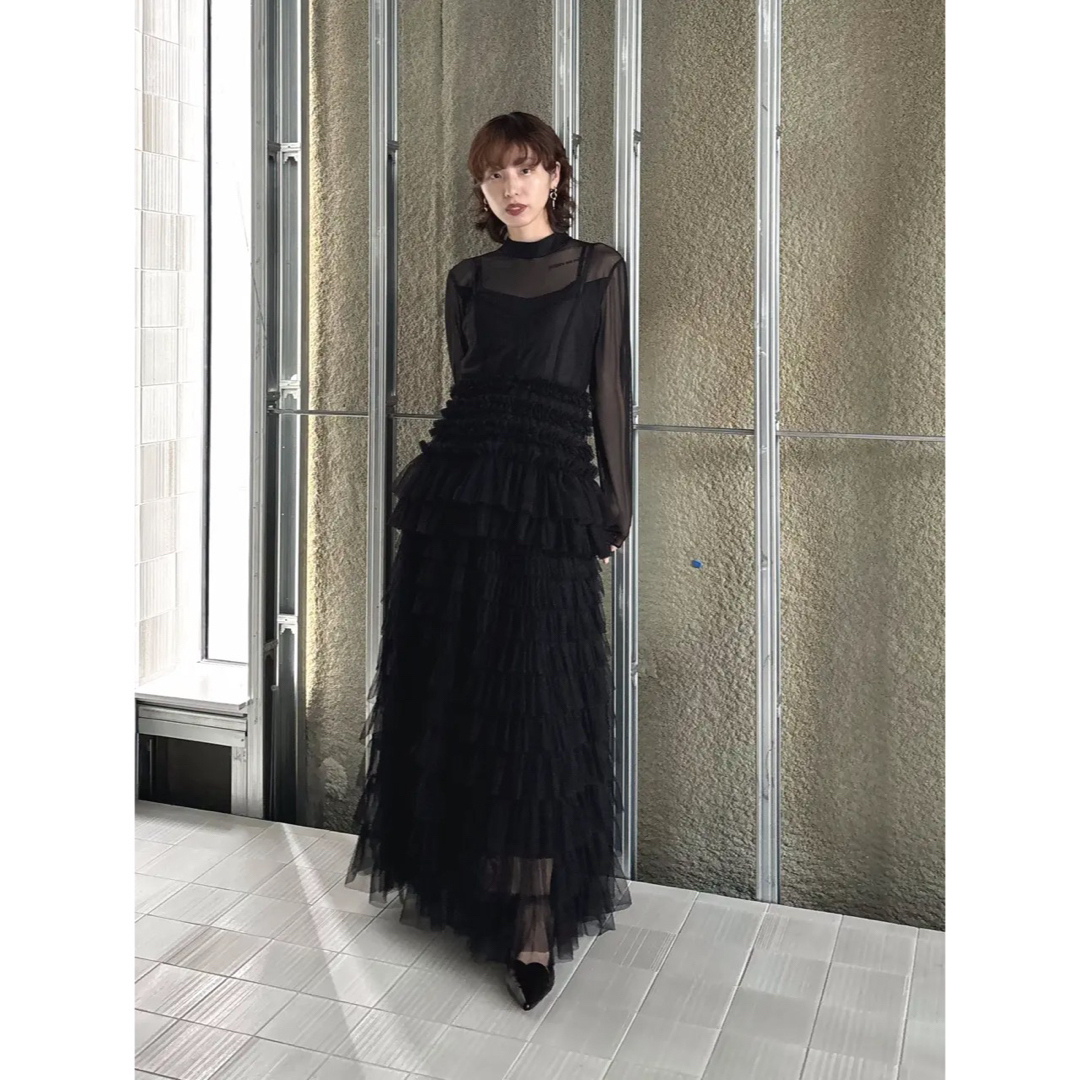 Ameri VINTAGE - 【未使用タグ付き】Ameri BLACK TULLE RAFFLE Ameri VINTAGE - 【未使用タグ付き】Ameri BLACK TULLE RAFFLE