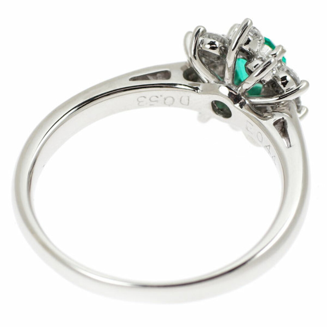 Pt900 エメラルド ダイヤモンド リング 0.44ct D0.53ct フラワー Pt900 エメラルド ダイヤモンド リング 0.44ct D0.53ct フラワー
