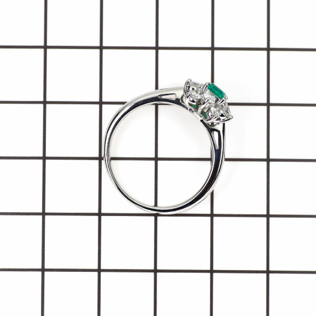 Pt900 エメラルド ダイヤモンド リング 0.44ct D0.53ct フラワー Pt900 エメラルド ダイヤモンド リング 0.44ct D0.53ct フラワー