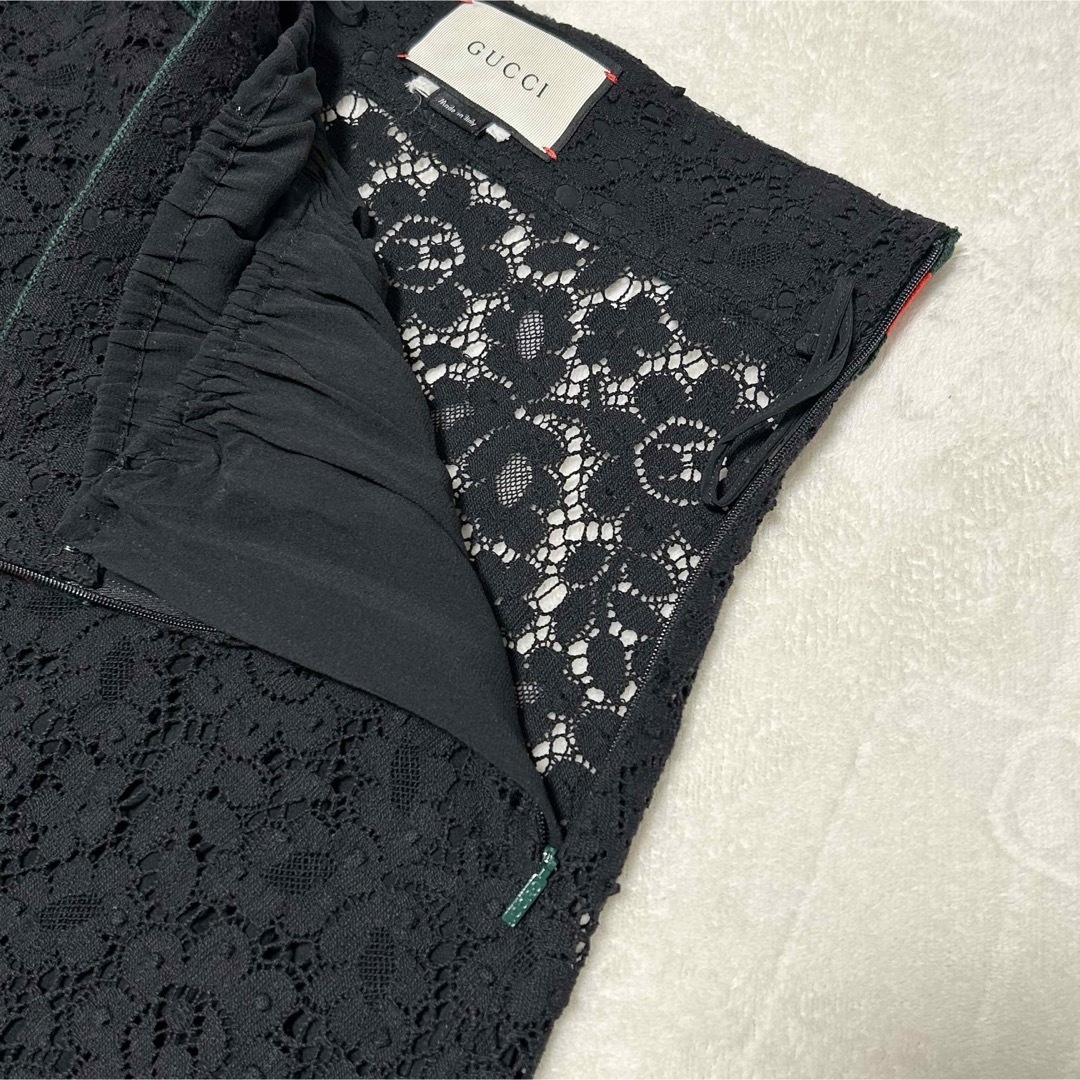 GUCCI - GUCCI グッチ シェリーライン レースフレアースカート GUCCI - GUCCI グッチ シェリーライン レースフレアースカート