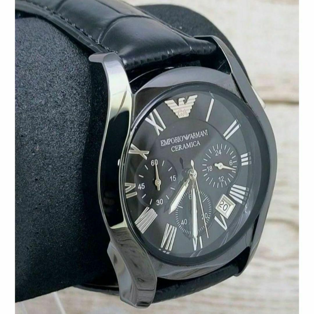 EMPORIO ARMANI - 動作品 エンポリオアルマーニ 黒 レザー EMPORIO ARMANI - 動作品 エンポリオアルマーニ 黒 レザー