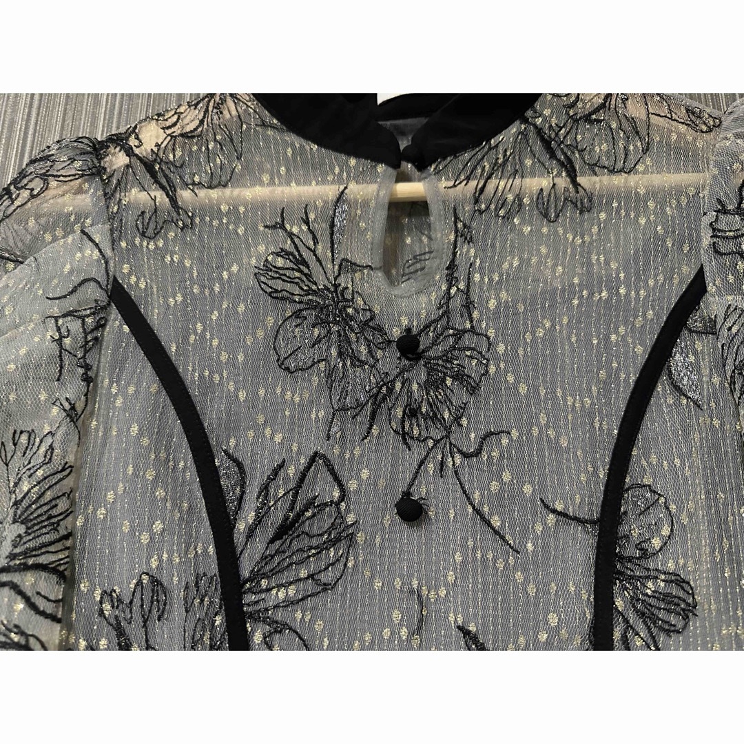 Leja - leja パイピングハイネック花柄ラメレースドレスの通販 Leja - leja パイピングハイネック花柄ラメレースドレスの通販
