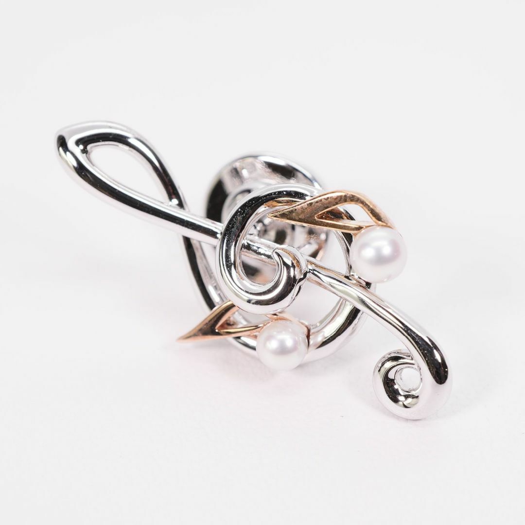 MIKIMOTO - 美品 ミキモト ト音記号 ブローチ 音符 シルバー×K18 MIKIMOTO - 美品 ミキモト ト音記号 ブローチ 音符 シルバー×K18
