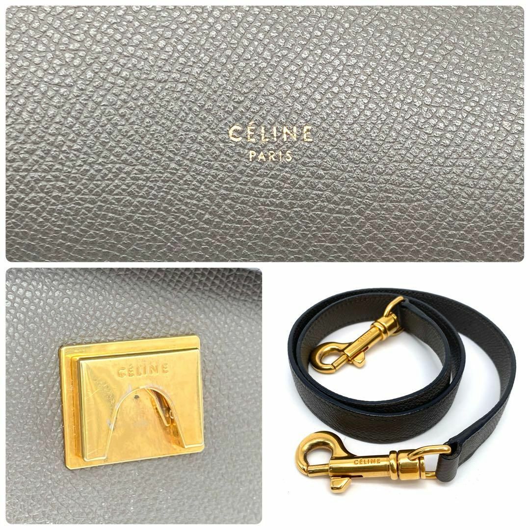 CELINE - CELINE セリーヌ ベルトバッグ ミニ グレー 新ロゴ CELINE - CELINE セリーヌ ベルトバッグ ミニ グレー 新ロゴ