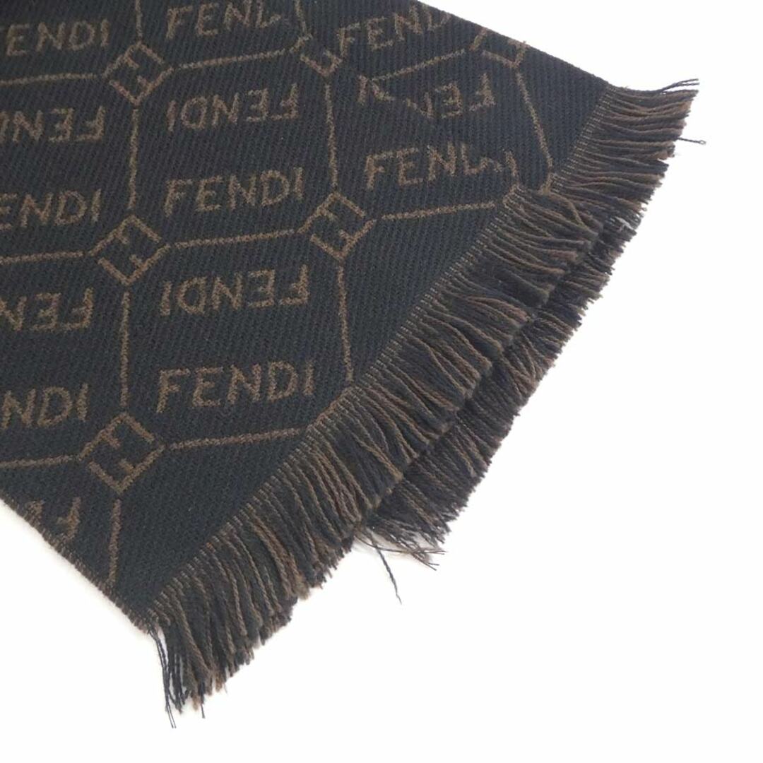 FENDI - フェンディ FENDI マフラー ウール ブラック×ブラウン FENDI - フェンディ FENDI マフラー ウール ブラック×ブラウン