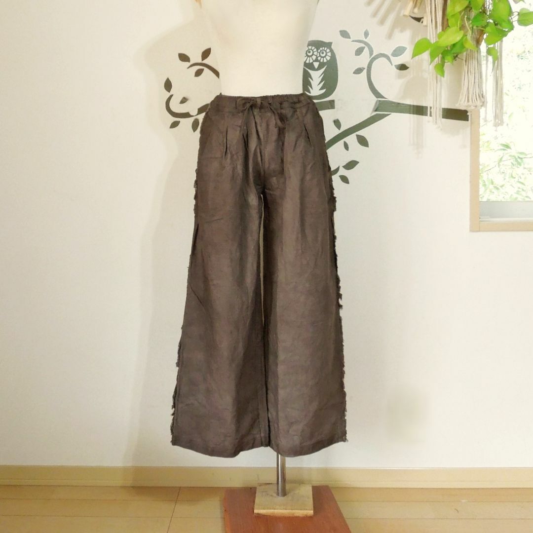 asana HEMP100% デニム風 フリンジ パンツ○草木染めインディゴ asana HEMP100% デニム風 フリンジ パンツ○草木染めインディゴ