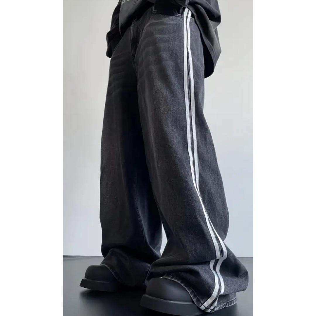 adidasデニム似 ワイドデニムパンツS〜XXLの通販 by ハチワレ服 adidasデニム似 ワイドデニムパンツS〜XXLの通販 by ハチワレ服
