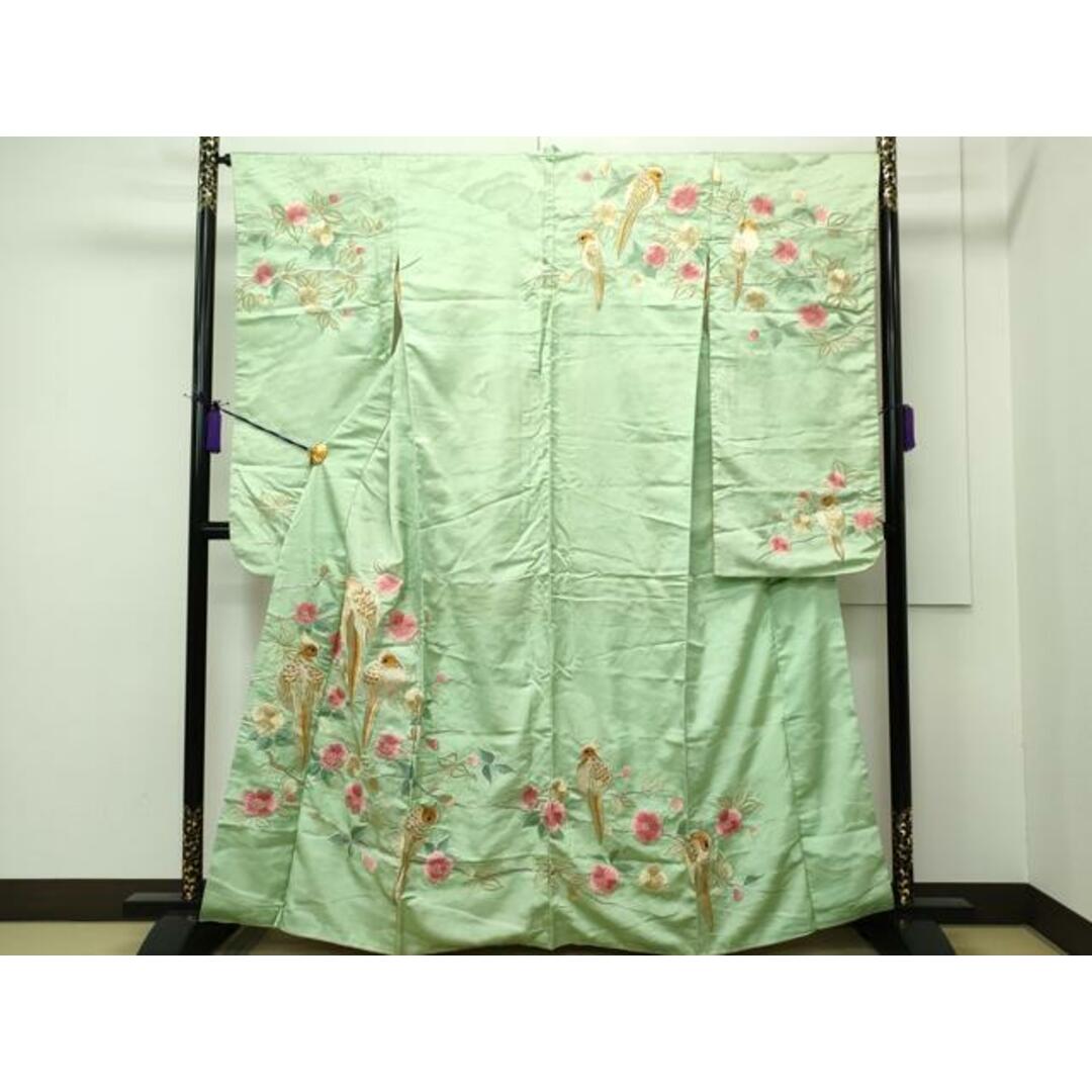平和屋着物□豪華振袖 総刺繍 休み鳥枝花文 金銀糸 正絹 逸品 平和屋着物□豪華振袖 総刺繍 休み鳥枝花文 金銀糸 正絹 逸品