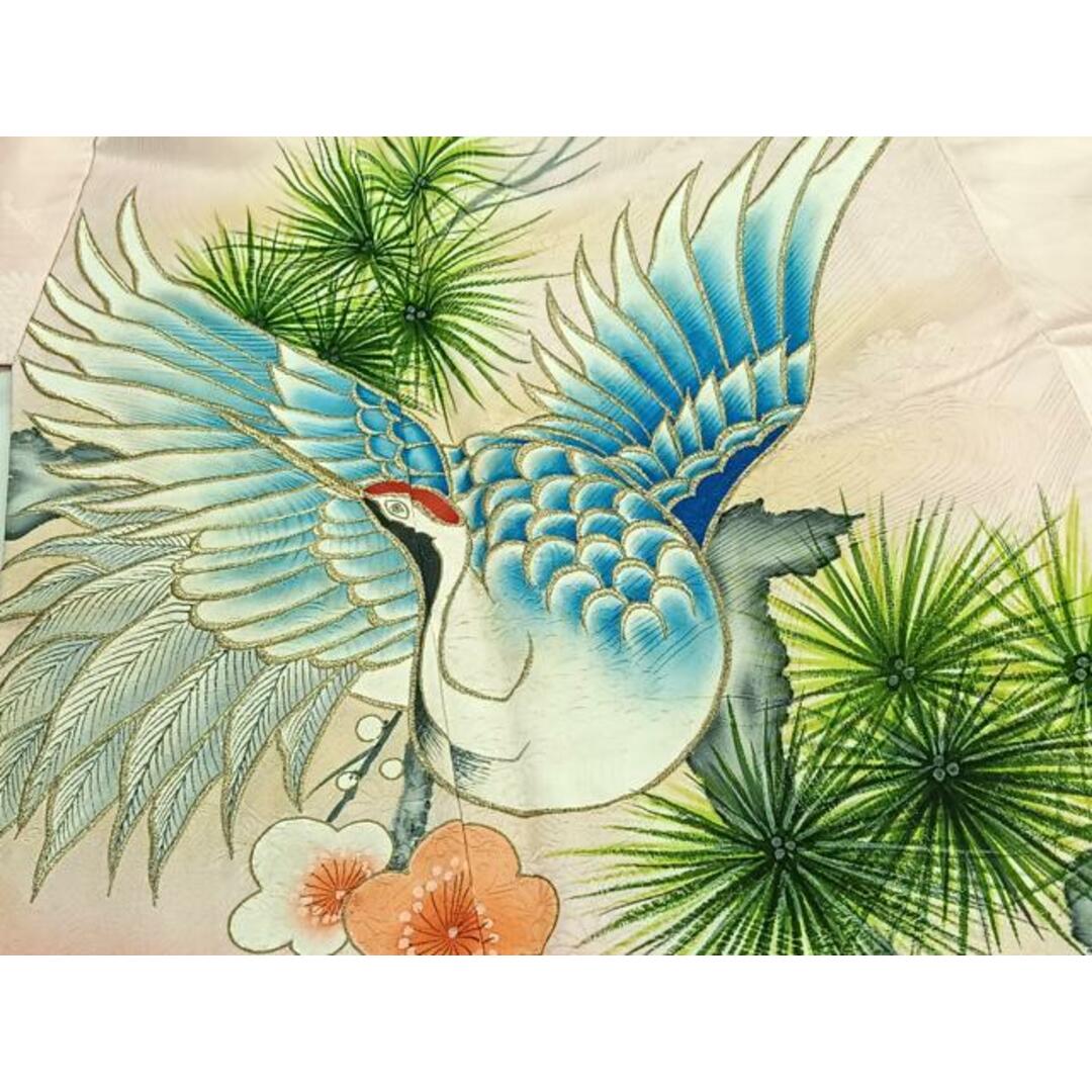 平和屋着物□豪華振袖 刺繍 飛鶴枝梅文 金糸 正絹 逸品 平和屋着物□豪華振袖 刺繍 飛鶴枝梅文 金糸 正絹 逸品