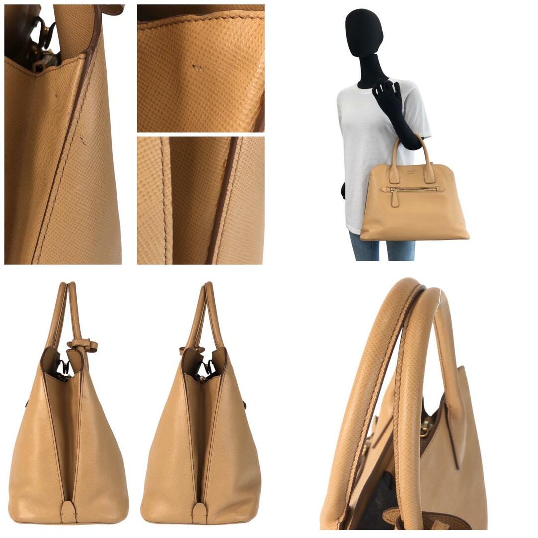 PRADA - 美品 PRADA プラダ サフィアーノ ベージュ ゴールド金具 PRADA - 美品 PRADA プラダ サフィアーノ ベージュ ゴールド金具