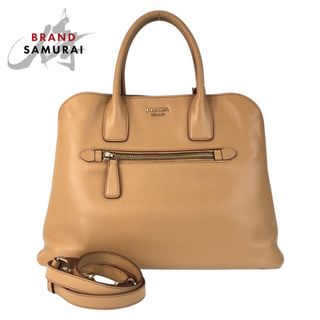 PRADA - 美品 PRADA プラダ サフィアーノ ベージュ ゴールド金具 PRADA - 美品 PRADA プラダ サフィアーノ ベージュ ゴールド金具