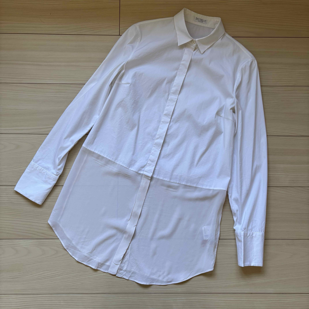 BRUNELLO CUCINELLI - ブルネロクチネリ シャツ S 比翼 綿 絹 BRUNELLO CUCINELLI - ブルネロクチネリ シャツ S 比翼 綿 絹