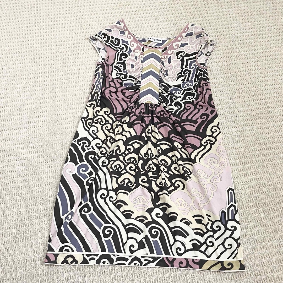 LEONARD - サイズ40 レオナールパリ ノースリーブ ワンピース LEONARD - サイズ40 レオナールパリ ノースリーブ ワンピース