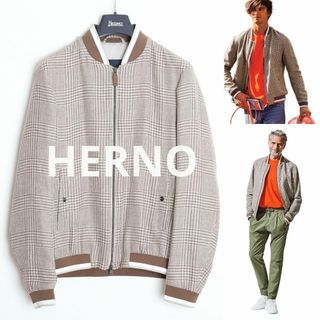 HERNO - ヘルノ 23SS 国内正規品 ツイードブルゾン 44 リネン HERNO - ヘルノ 23SS 国内正規品 ツイードブルゾン 44 リネン