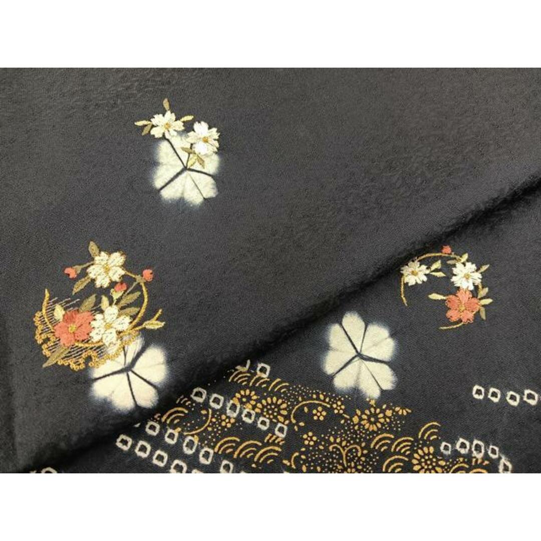 平和屋着物□訪問着 絞り 刺繍 流水花文 金彩 正絹 逸品 平和屋着物□訪問着 絞り 刺繍 流水花文 金彩 正絹 逸品
