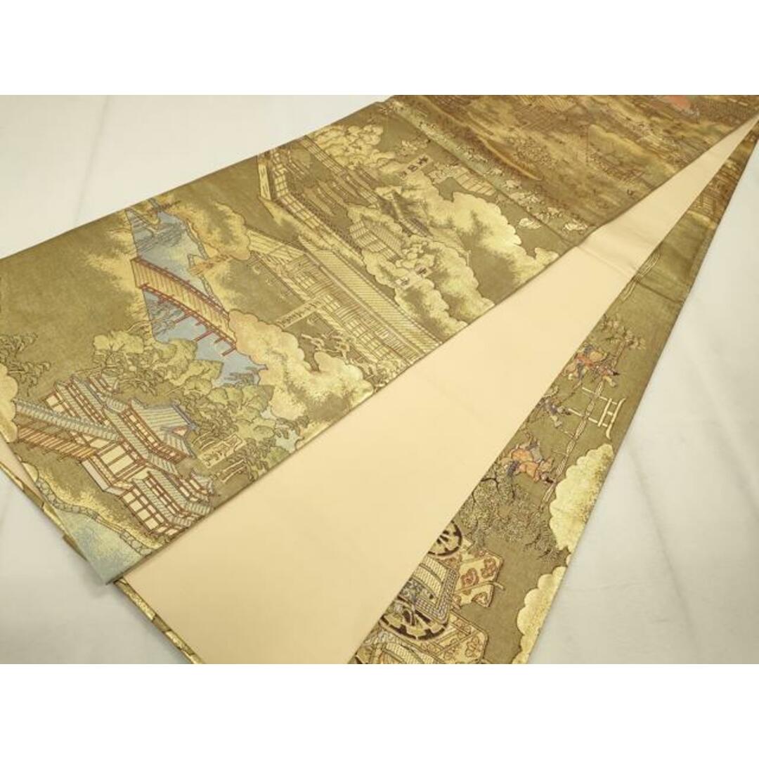 平和屋着物◎全通柄袋帯 人物風景文 金糸 正絹 逸品 CAAO4326qe 平和屋着物◎全通柄袋帯 人物風景文 金糸 正絹 逸品 CAAO4326qe