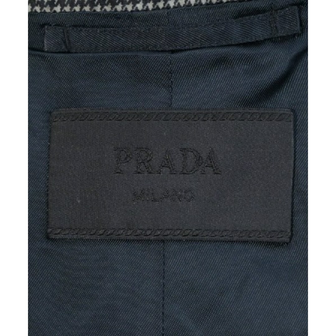 PRADA - PRADA プラダ ステンカラーコート 48(L位) 黒x白系(千鳥 PRADA - PRADA プラダ ステンカラーコート 48(L位) 黒x白系(千鳥