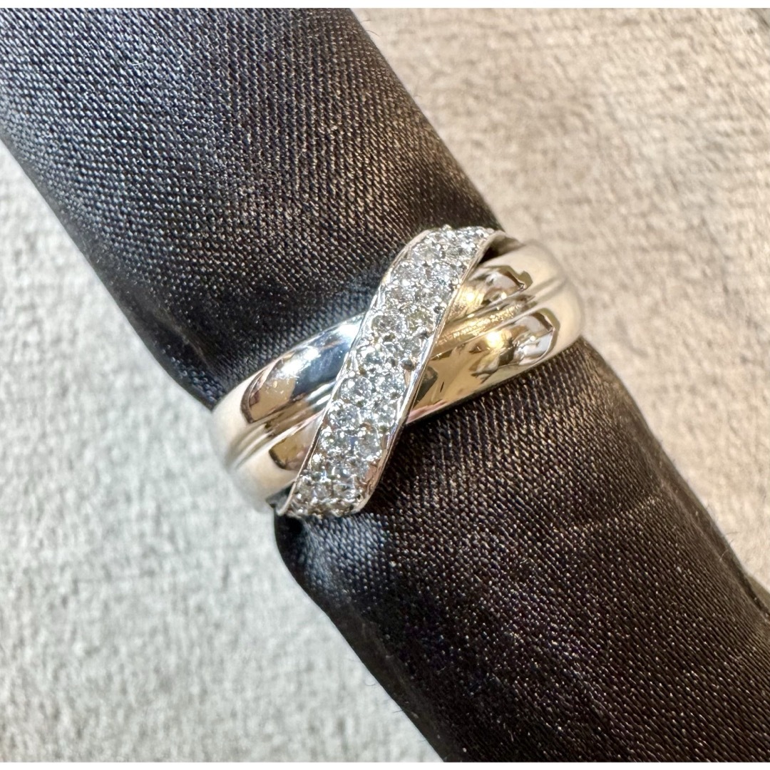 Pt900*プラチナダイヤモンドクロスリング*13.5号*0.25ct *指輪の Pt900*プラチナダイヤモンドクロスリング*13.5号*0.25ct *指輪の