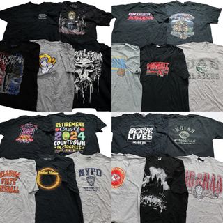 古着卸 まとめ売り 黒・グレー ボディ プリント 半袖Tシャツ 20 古着卸 まとめ売り 黒・グレー ボディ プリント 半袖Tシャツ 20
