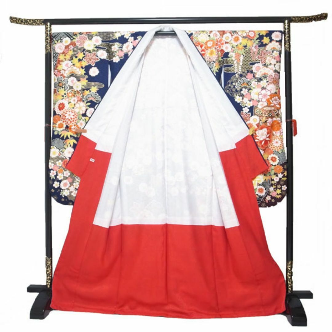 振袖 着物 袷 刺繍 金彩加工 紺 ネイビー 裄66.5 L 中古 sn1072 振袖 着物 袷 刺繍 金彩加工 紺 ネイビー 裄66.5 L 中古 sn1072