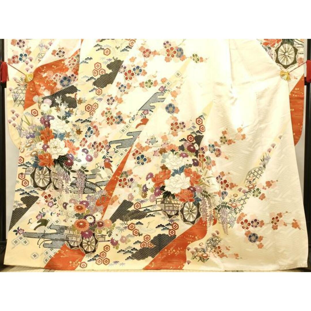 平和屋着物□豪華振袖 駒刺繍 花車文 金彩 正絹 逸品 AAAR7535fy 平和屋着物□豪華振袖 駒刺繍 花車文 金彩 正絹 逸品 AAAR7535fy
