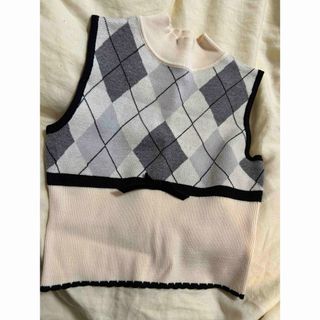 SHEIN - SHEIN DAZY えちかわ リボン柄セーター グレー ニット SHEIN - SHEIN DAZY えちかわ リボン柄セーター グレー ニット