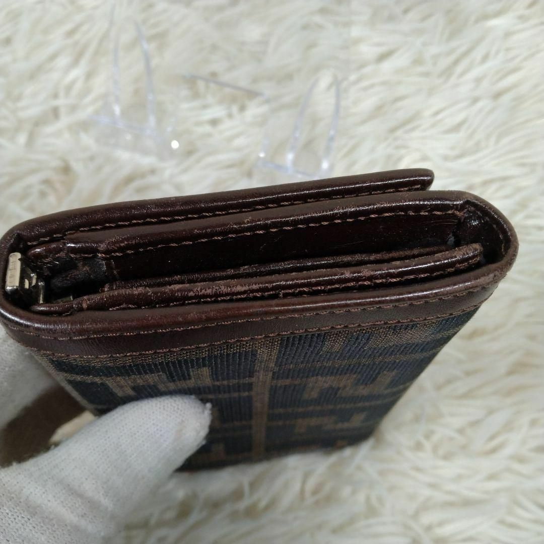 FENDI - FENDI 折財布 ズッカ柄 総柄 キャンバス レザー FENDI - FENDI 折財布 ズッカ柄 総柄 キャンバス レザー