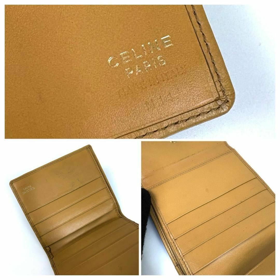 CELINE - CELINE レザー 財布 モノグラム 総柄 キャメル CELINE - CELINE レザー 財布 モノグラム 総柄 キャメル