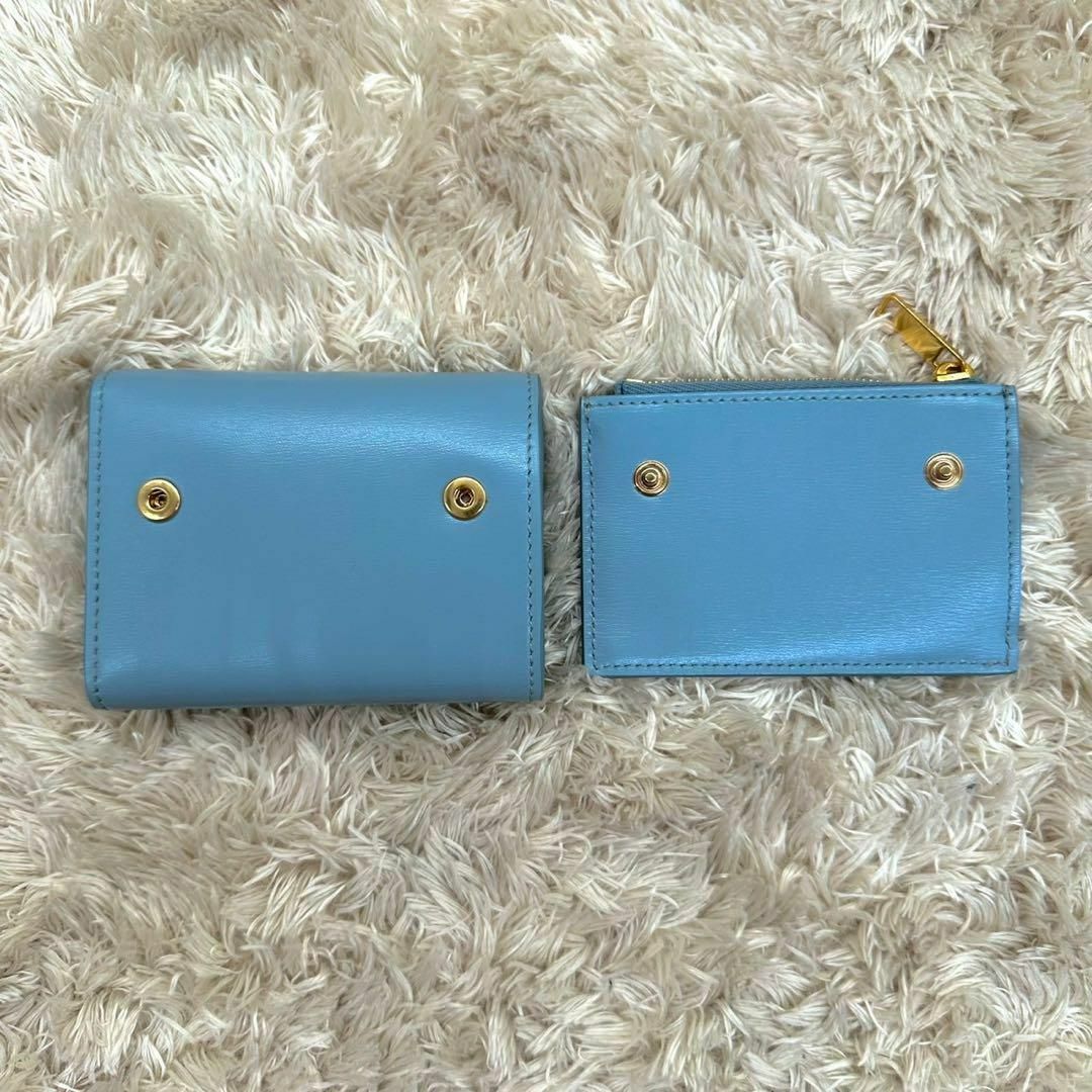 CELINE - 【美品】セリーヌ 三つ折財布 ライトブルー トリオンフ CELINE - 【美品】セリーヌ 三つ折財布 ライトブルー トリオンフ