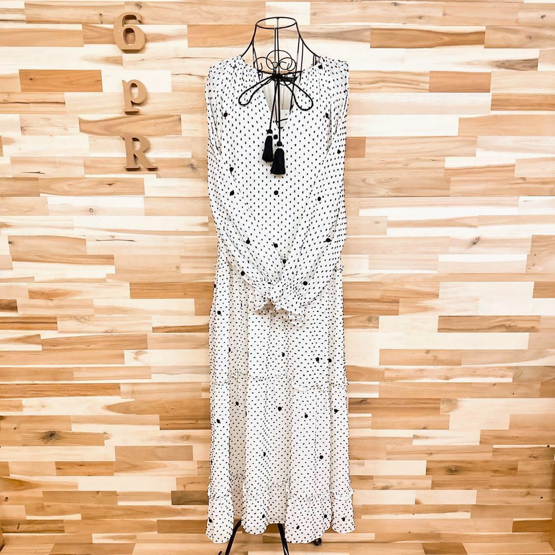 ZARA - 未使用【ザラ】立体3Dドット ロング ティアード ドレス ZARA - 未使用【ザラ】立体3Dドット ロング ティアード ドレス
