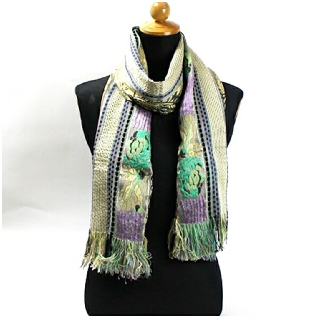 ETRO - エトロ レーヨン他 ストール 長方形 グリーン×マルチ ETRO - エトロ レーヨン他 ストール 長方形 グリーン×マルチ