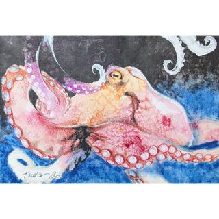 タコ 原画 絵画 イラスト ペット 現代アート 芸術 アートの通販 タコ 原画 絵画 イラスト ペット 現代アート 芸術 アートの通販
