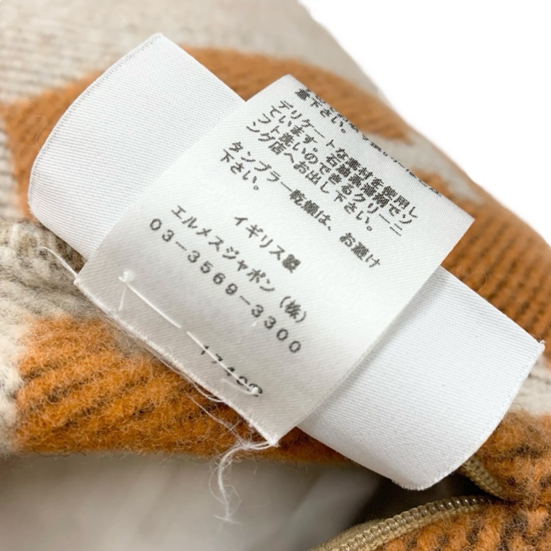 HERMES - エルメス HERMES オレンジ ベージュ ロゴ クッションの HERMES - エルメス HERMES オレンジ ベージュ ロゴ クッションの