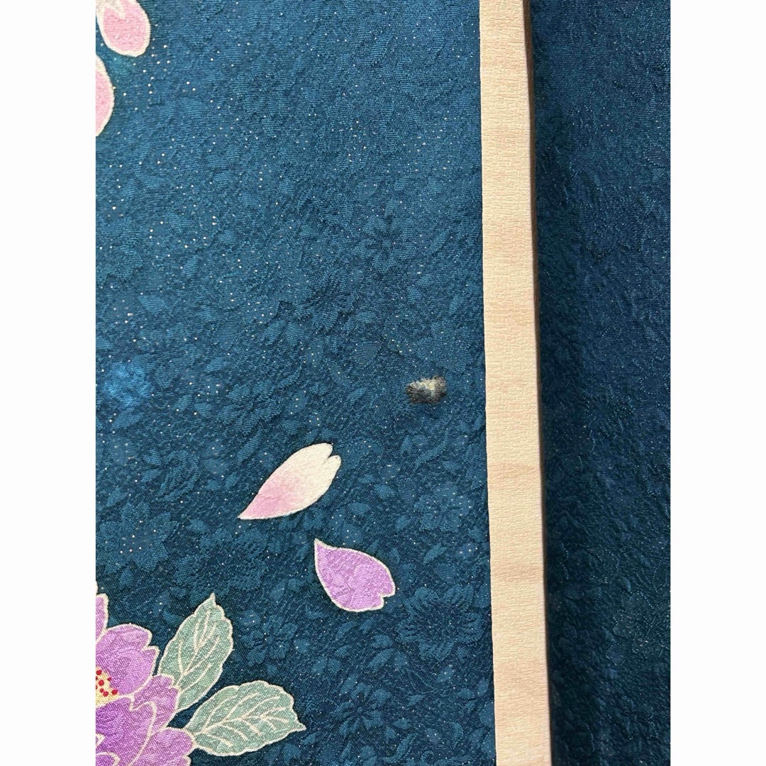 振袖 正絹 成人式 結婚式 青緑 青 緑 牡丹 桜 金ラメ 刺繍 の 振袖 正絹 成人式 結婚式 青緑 青 緑 牡丹 桜 金ラメ 刺繍 の