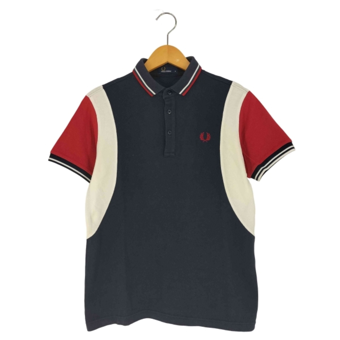 FRED PERRY - FRED PERRY(フレッドペリー) ロゴ刺繍 切替 鹿の子 FRED PERRY - FRED PERRY(フレッドペリー) ロゴ刺繍 切替 鹿の子