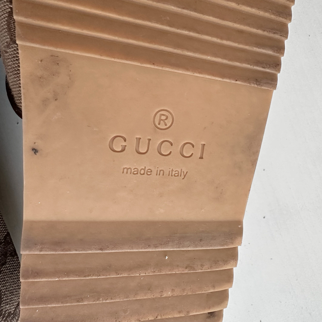 GUCCI - GUCCI グッチ 厚底 サンダル エボニー GG柄 キャンバス GUCCI - GUCCI グッチ 厚底 サンダル エボニー GG柄 キャンバス